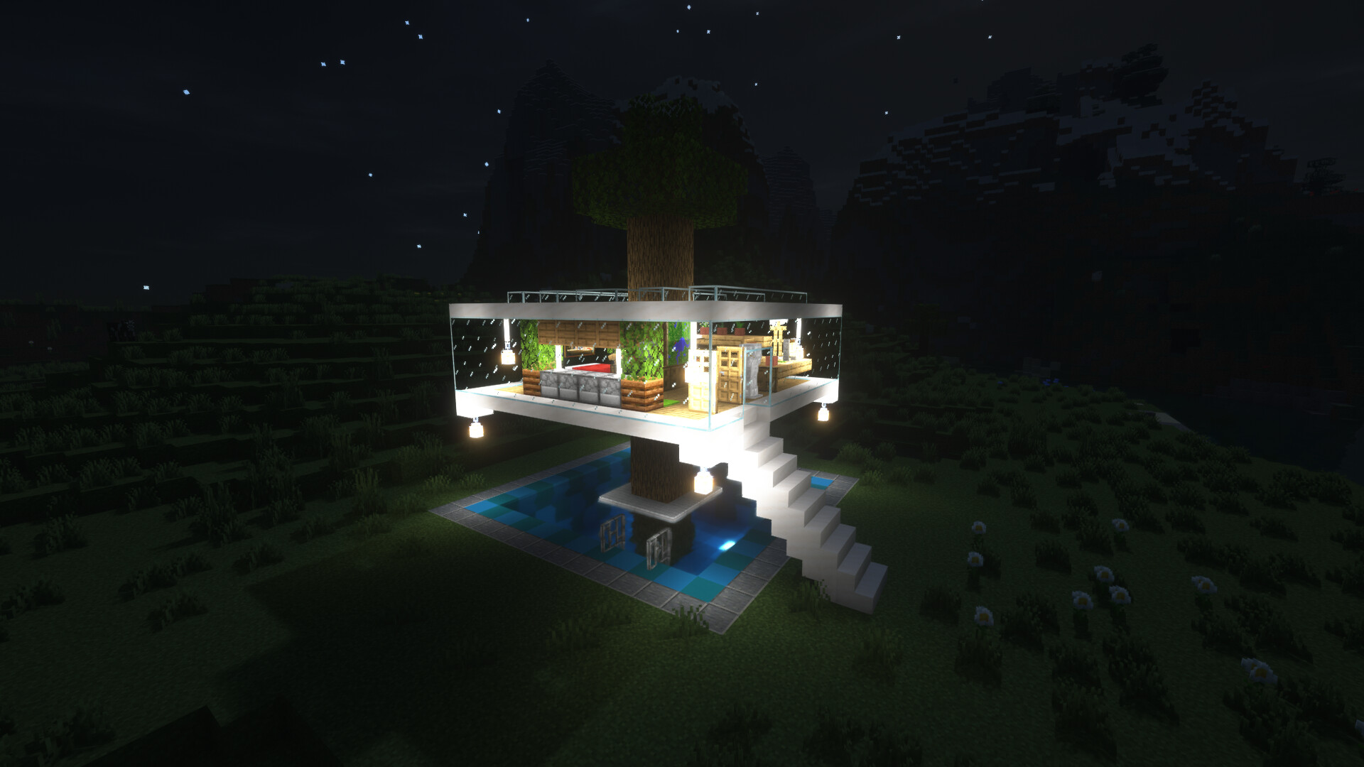 Oak Treehouse with Swimming Pool Minecraft Map