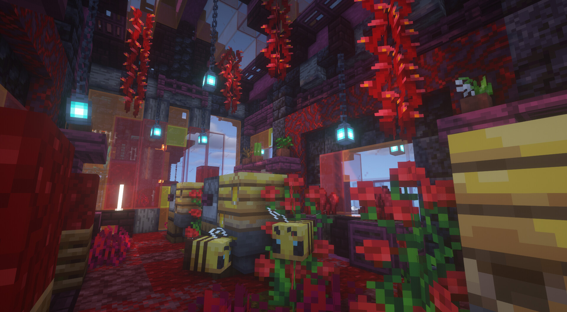 Nether-style Bee farm Minecraft Map