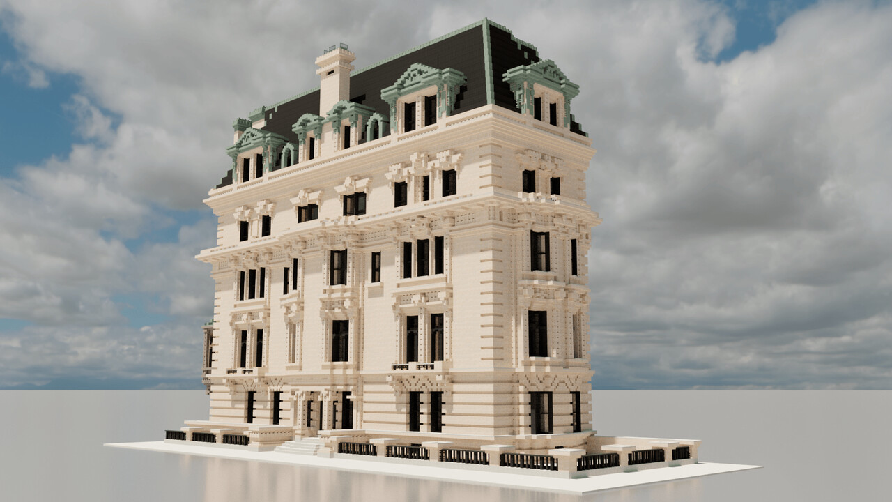 1028 Fifth Avenue - 3:1 Scale Beaux Arts Corner Building Minecraft Map
