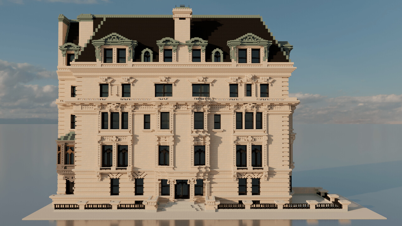 1028 Fifth Avenue - 3:1 Scale Beaux Arts Corner Building Minecraft Map