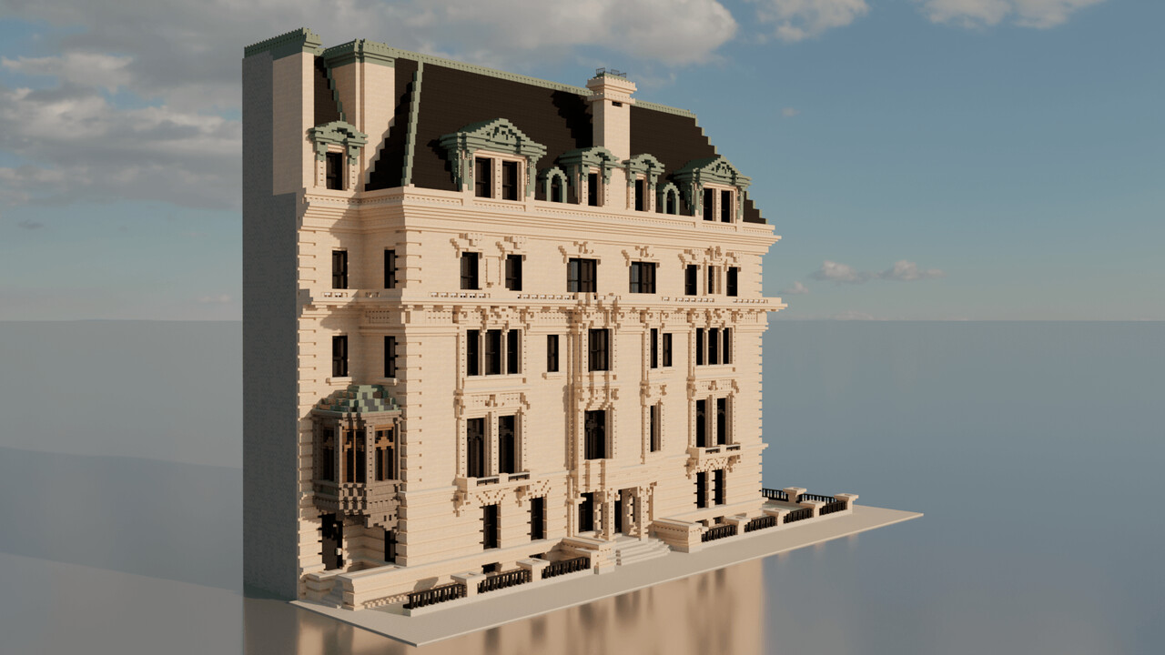 1028 Fifth Avenue - 3:1 Scale Beaux Arts Corner Building Minecraft Map