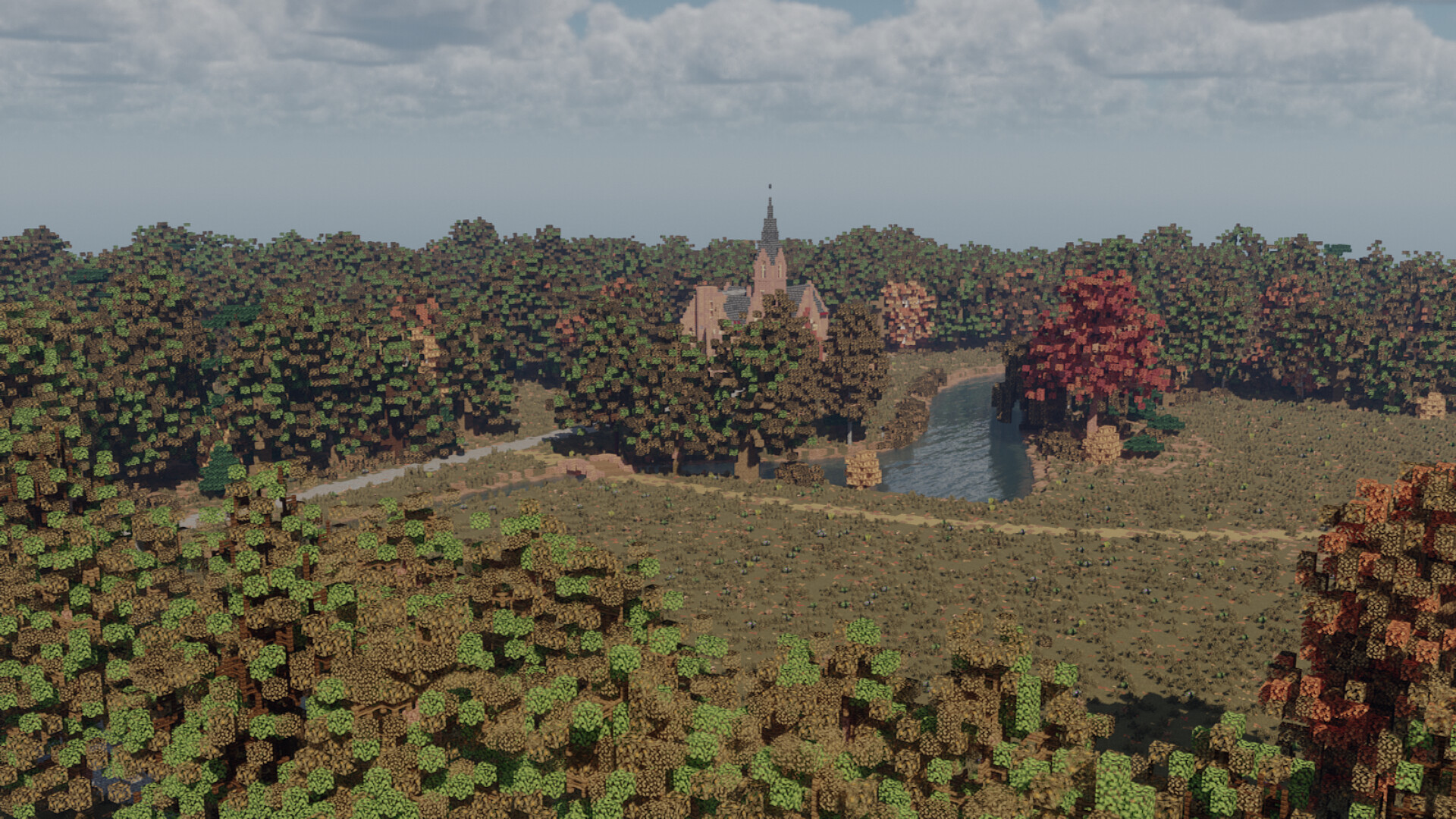 Flemish Neo-Gothic castle in an autumn forest Minecraft Map