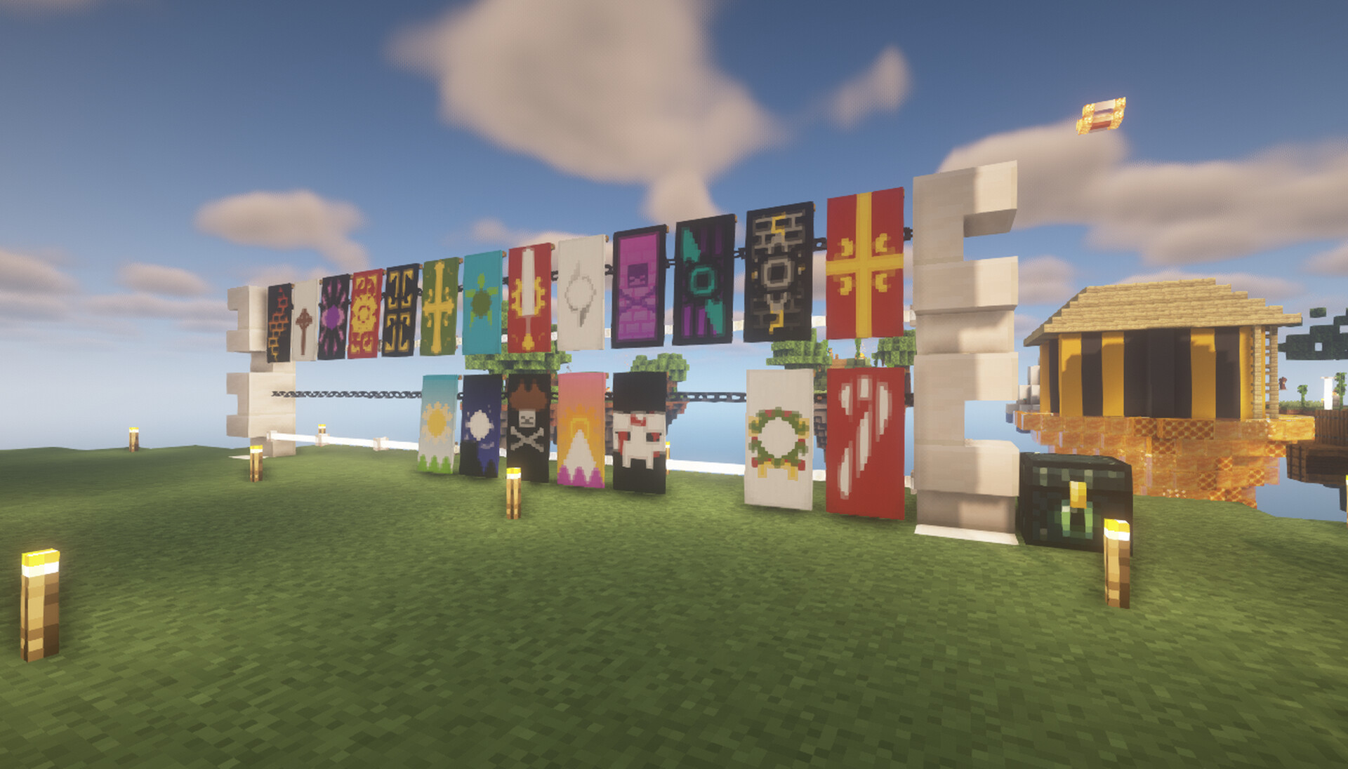 Modern Minimalist Banner Shop [Base/Home] Build Idea Minecraft Map