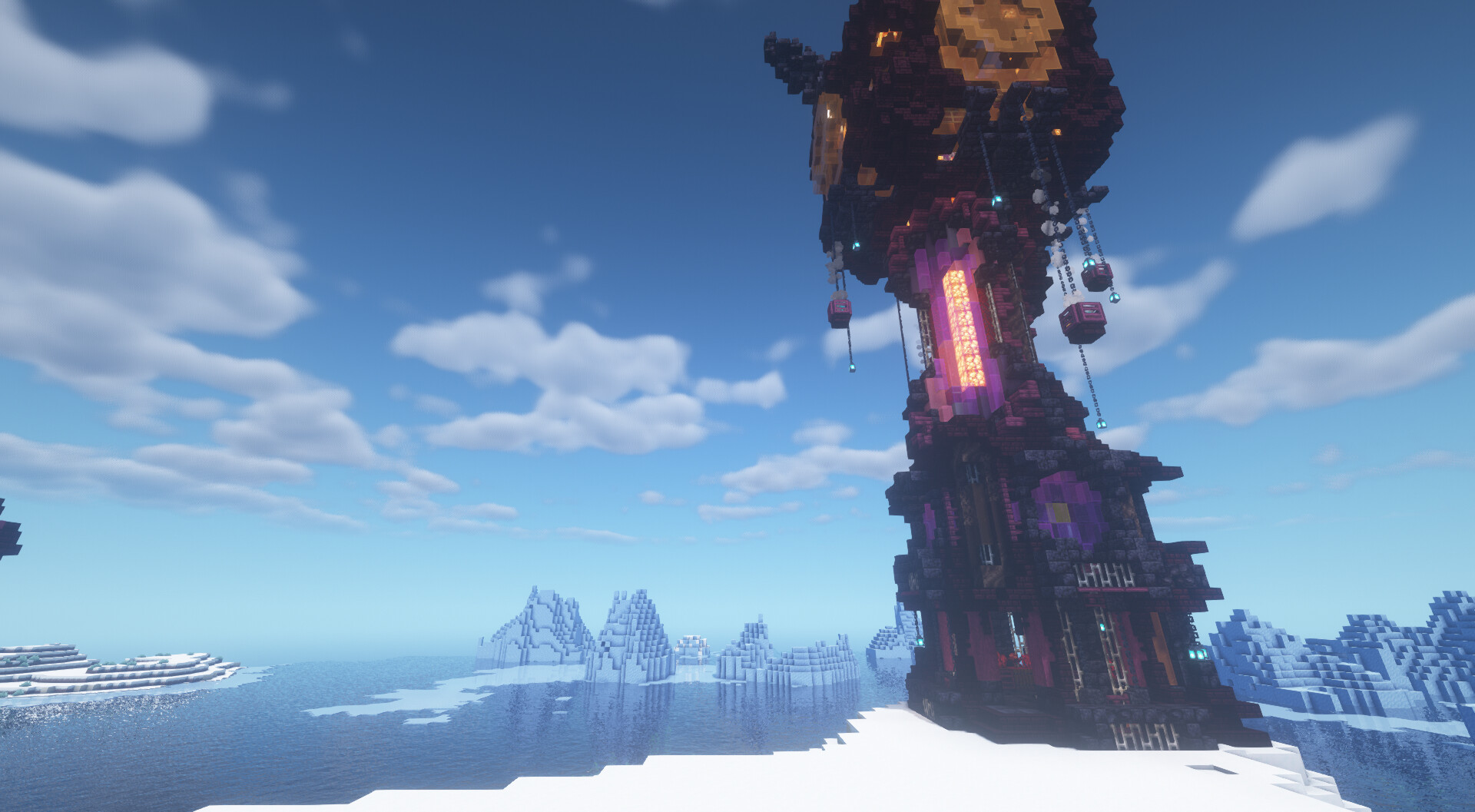 Nether-style Enchantment Tower Minecraft Map