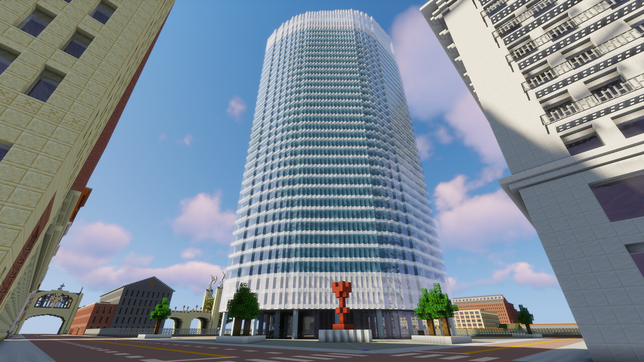 Modern Glass Skyscraper: Oakwood City Minecraft Map