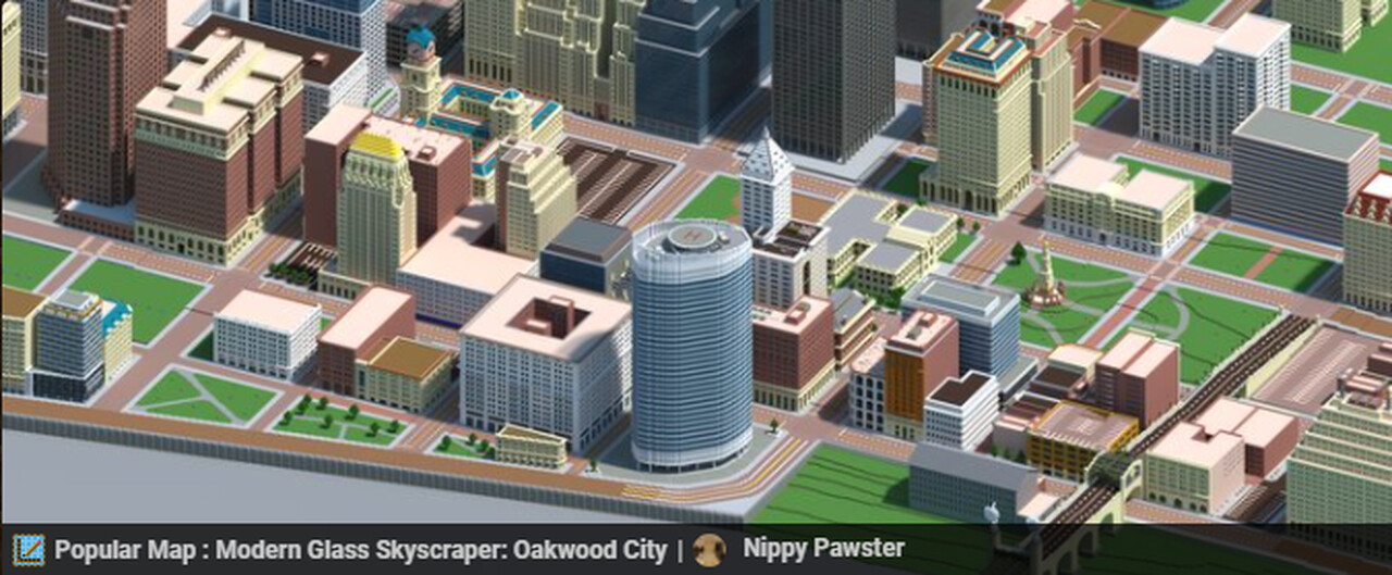 Modern Glass Skyscraper: Oakwood City Minecraft Map