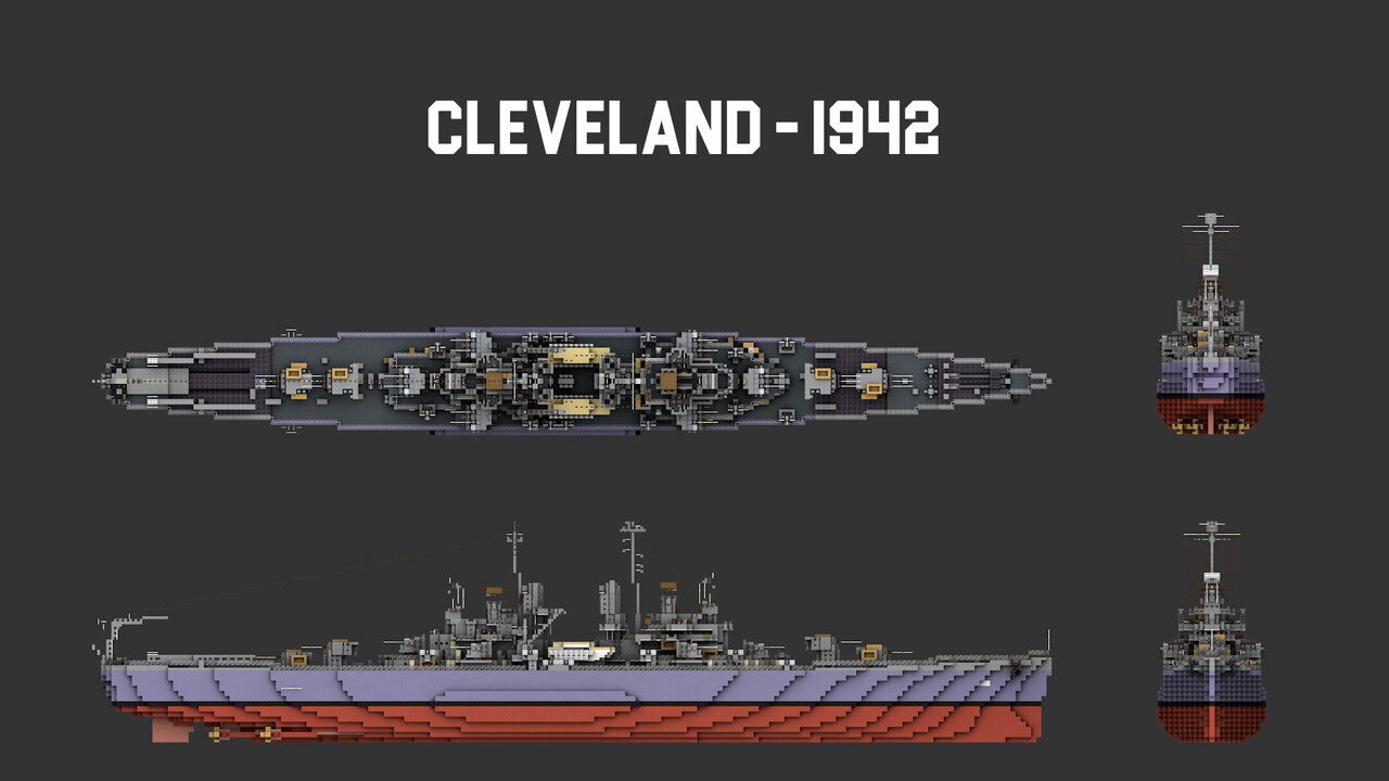 USS Cleveland (1942 and 1945) 1:1 Scale Minecraft Map