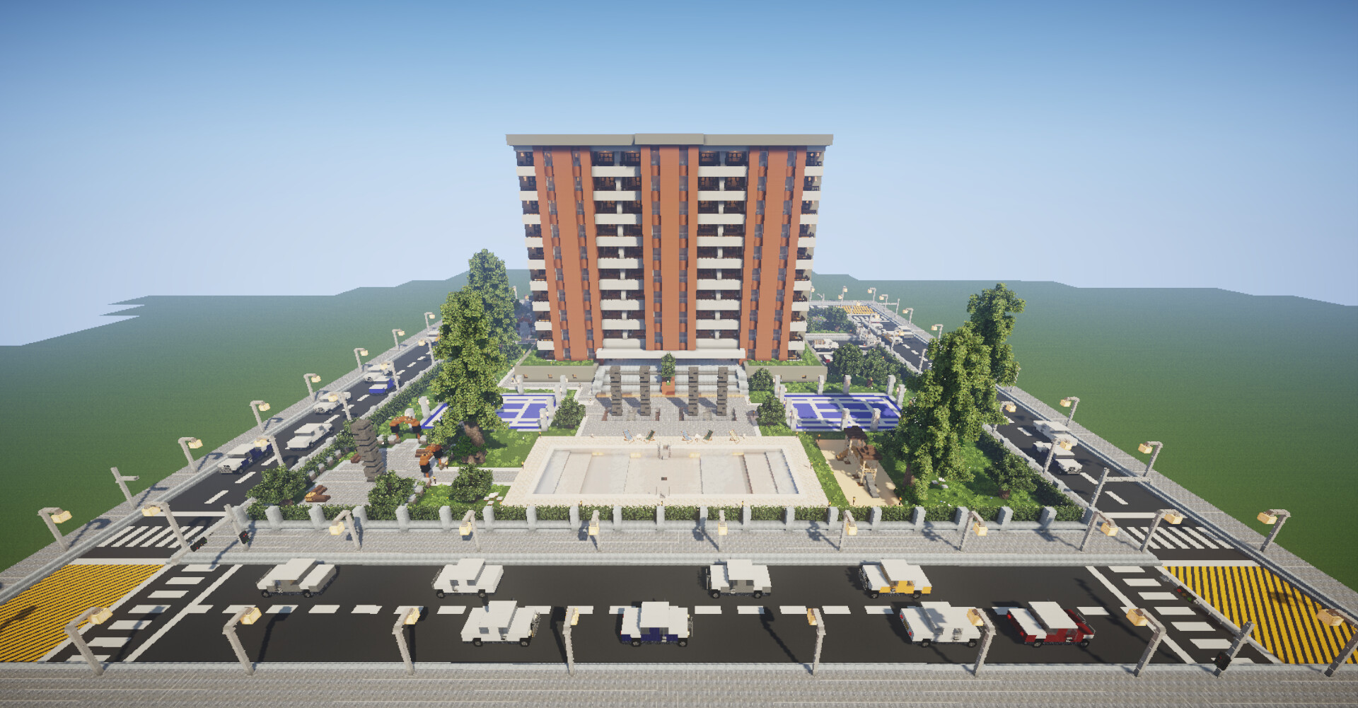 Minecraft Modern Hotel (map download & full decorated) 🏨💯 Minecraft Map