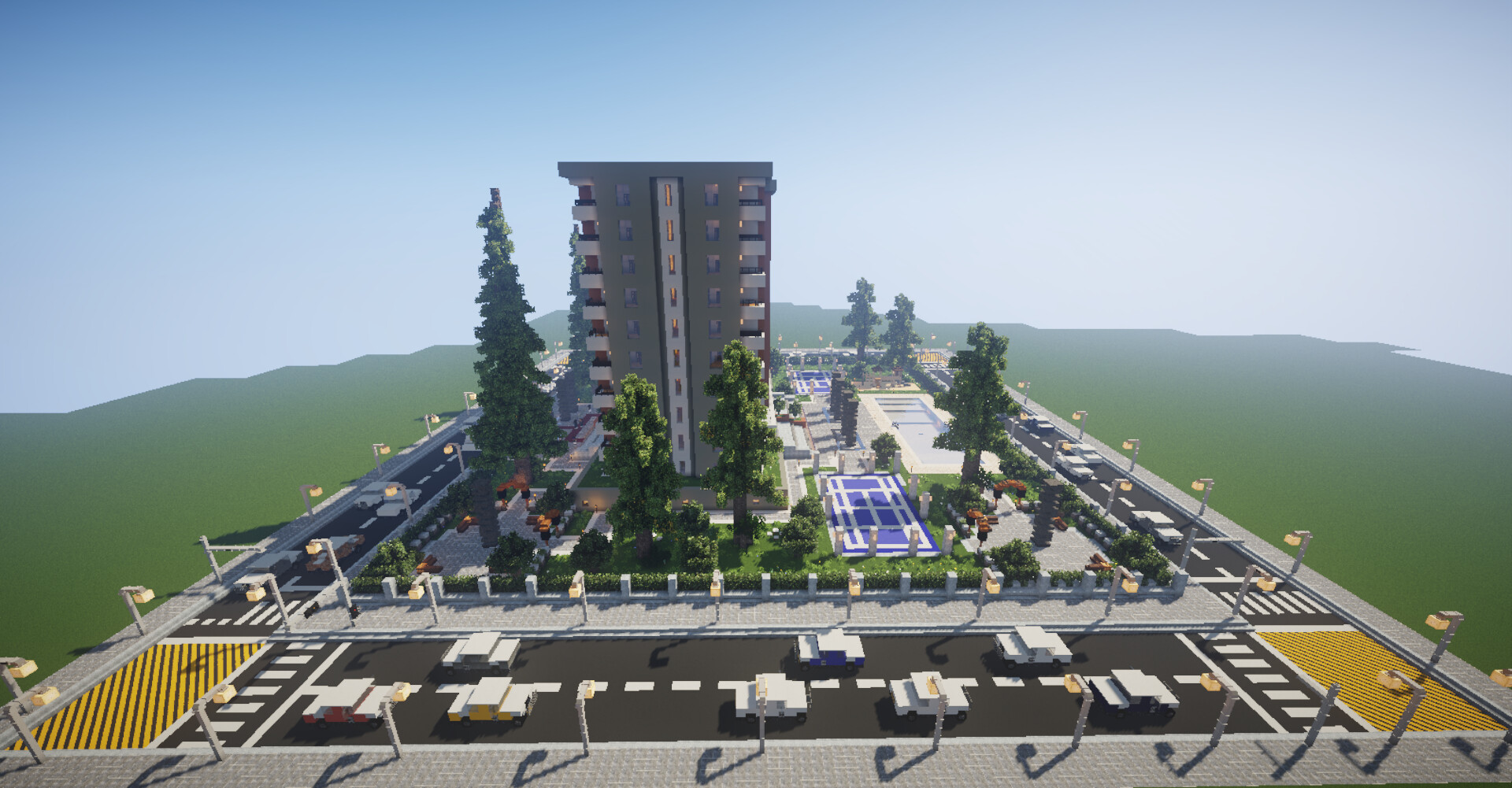 Minecraft Modern Hotel (map download & full decorated) 🏨💯 Minecraft Map