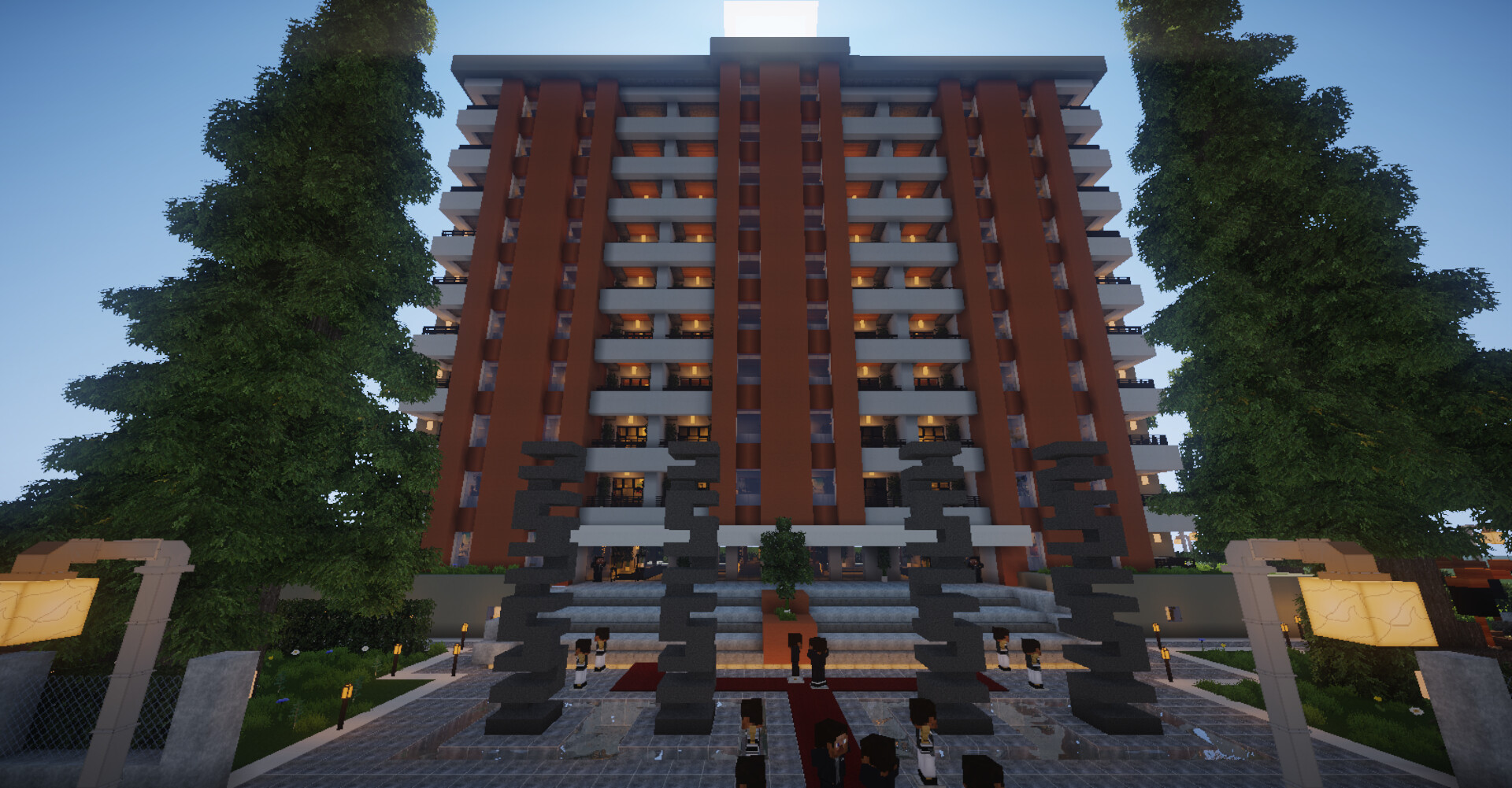 Minecraft Modern Hotel (map download & full decorated) 🏨💯 Minecraft Map