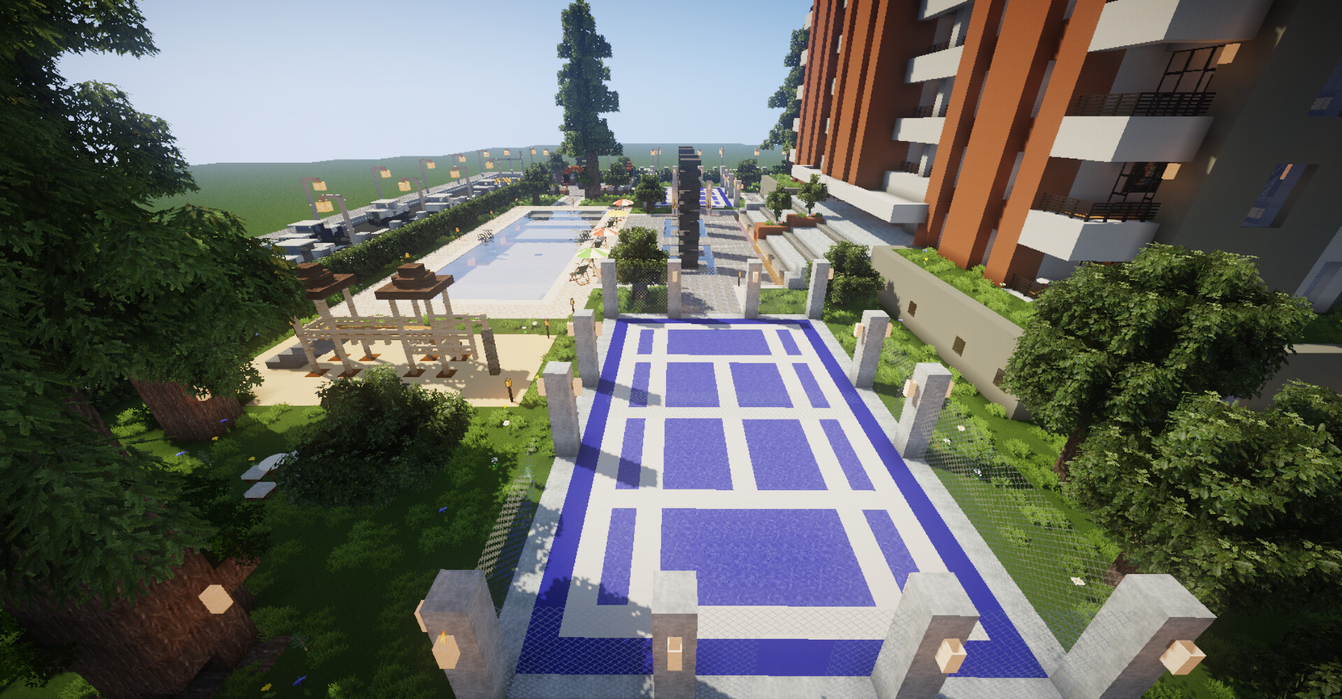 Minecraft Modern Hotel (map download & full decorated) 🏨💯 Minecraft Map