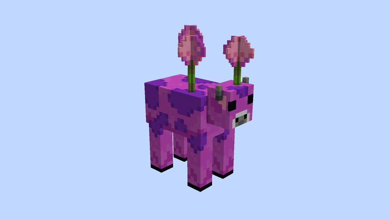 Moobloom & Flower Cow Mob Statues Minecraft Map