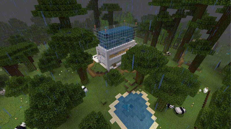 MODERN HOUSES - house in forest (Bedrock Edition) Minecraft Map