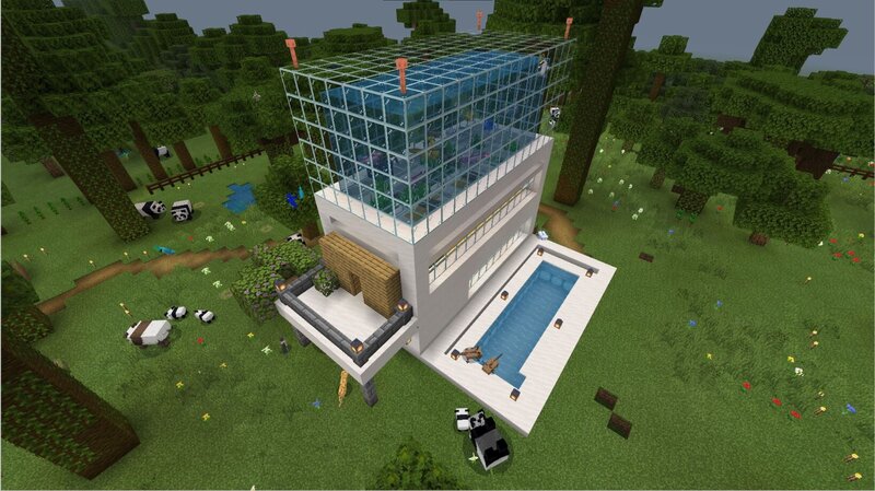 MODERN HOUSES - house in forest (Bedrock Edition) Minecraft Map