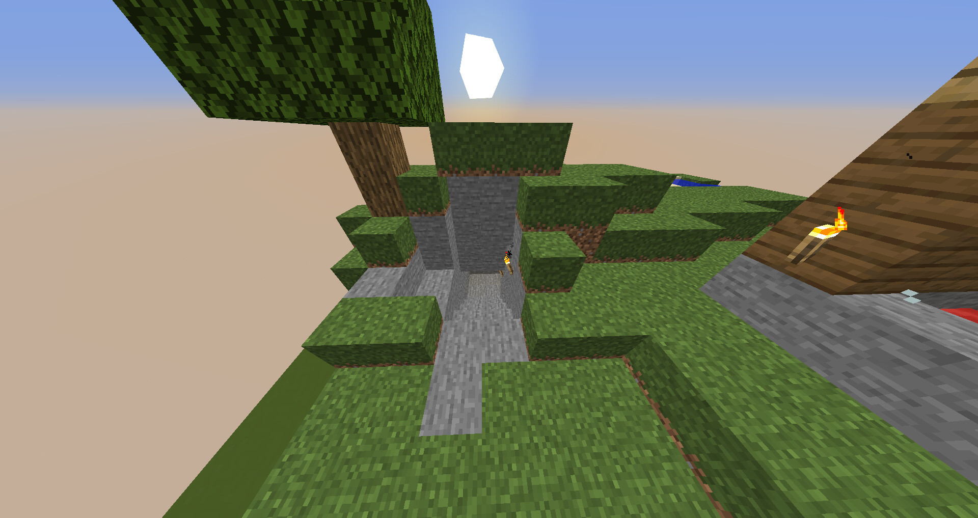 Plains biome in a giant grass block Minecraft Map