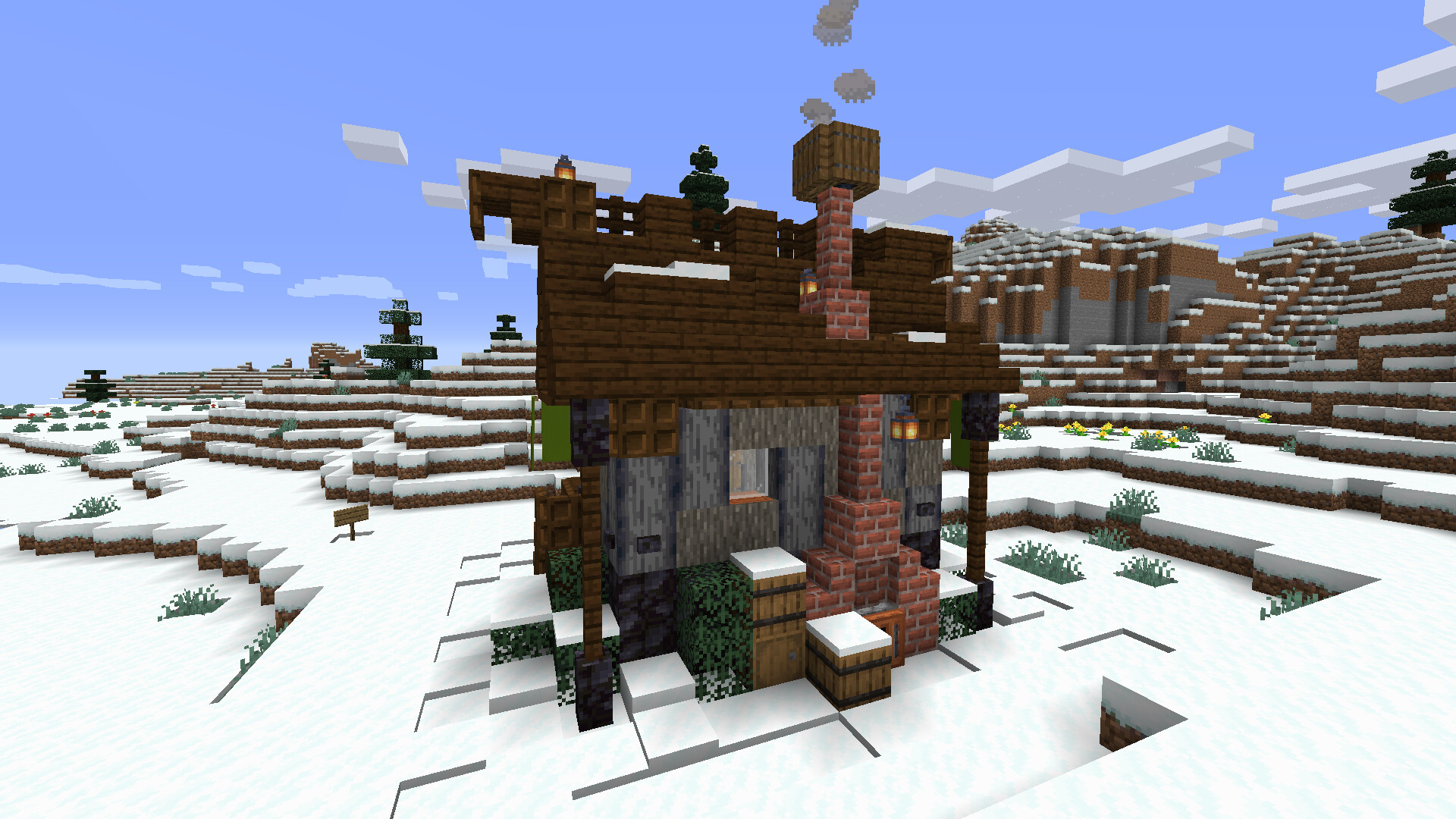Snowy Cabin Build Tutorial! Minecraft Map