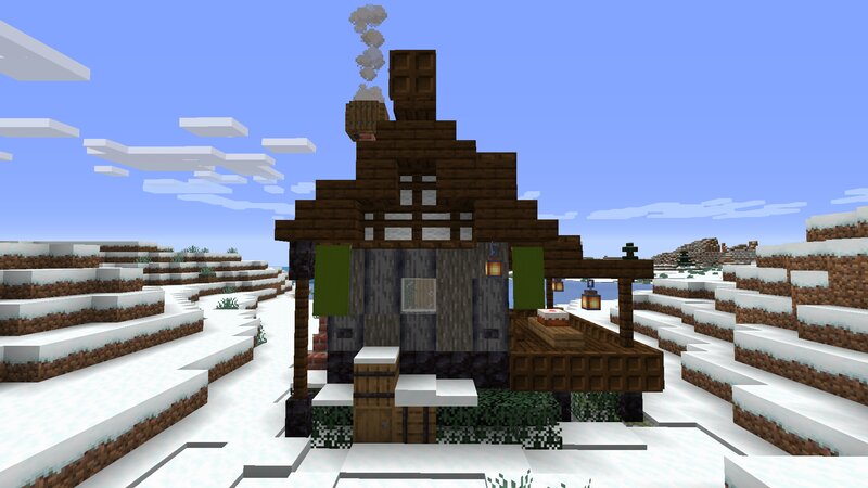 Snowy Cabin Build Tutorial! Minecraft Map