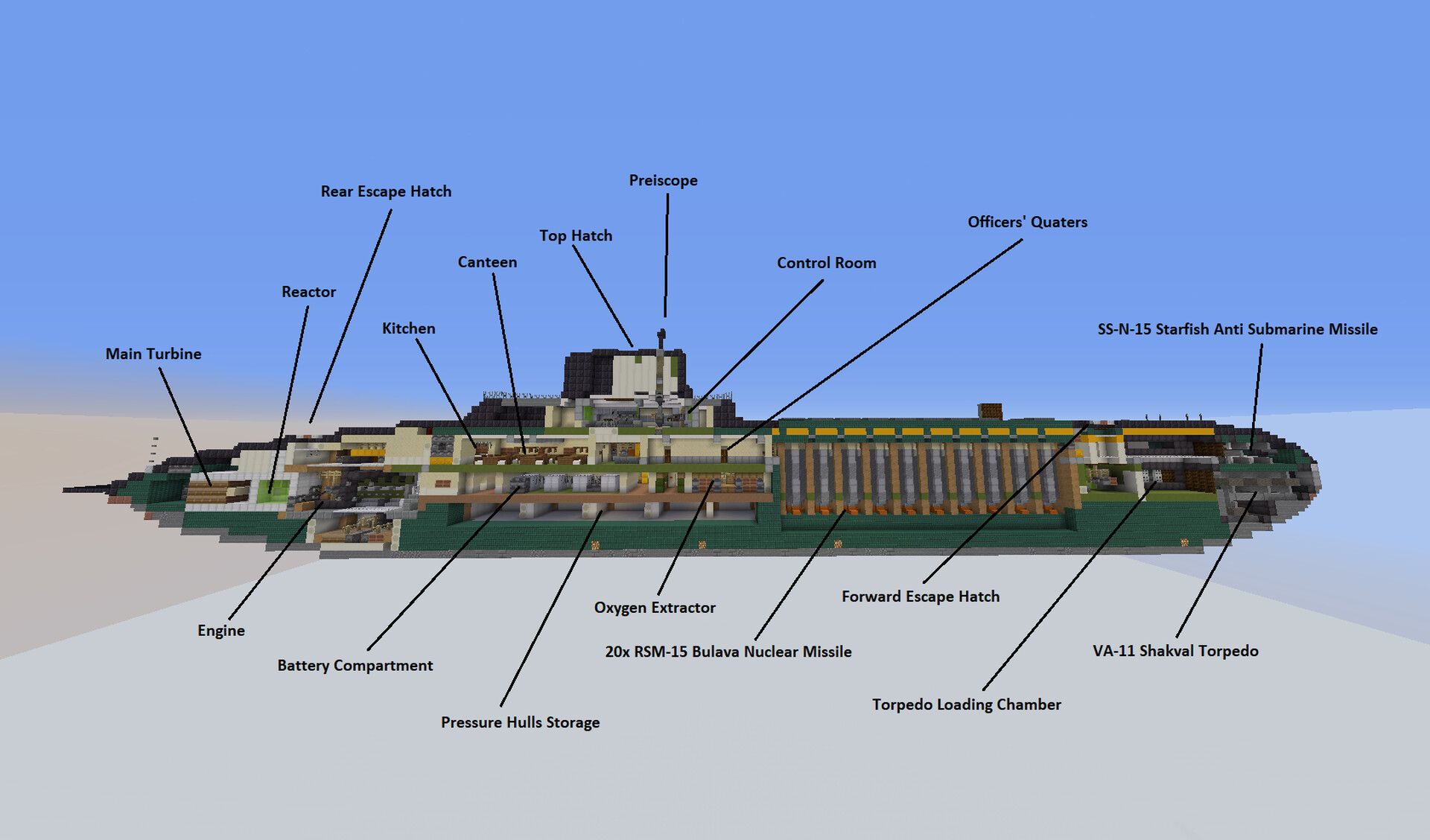Project 941 Akula - Typhoon nuclear submarine (1:1) Minecraft Map