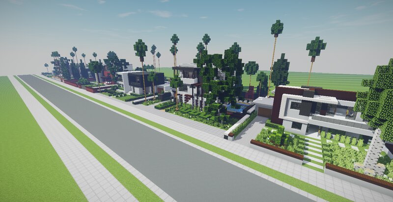 Modern Neighborhood Map + Pack #1 (10 Houses) Minecraft Map
