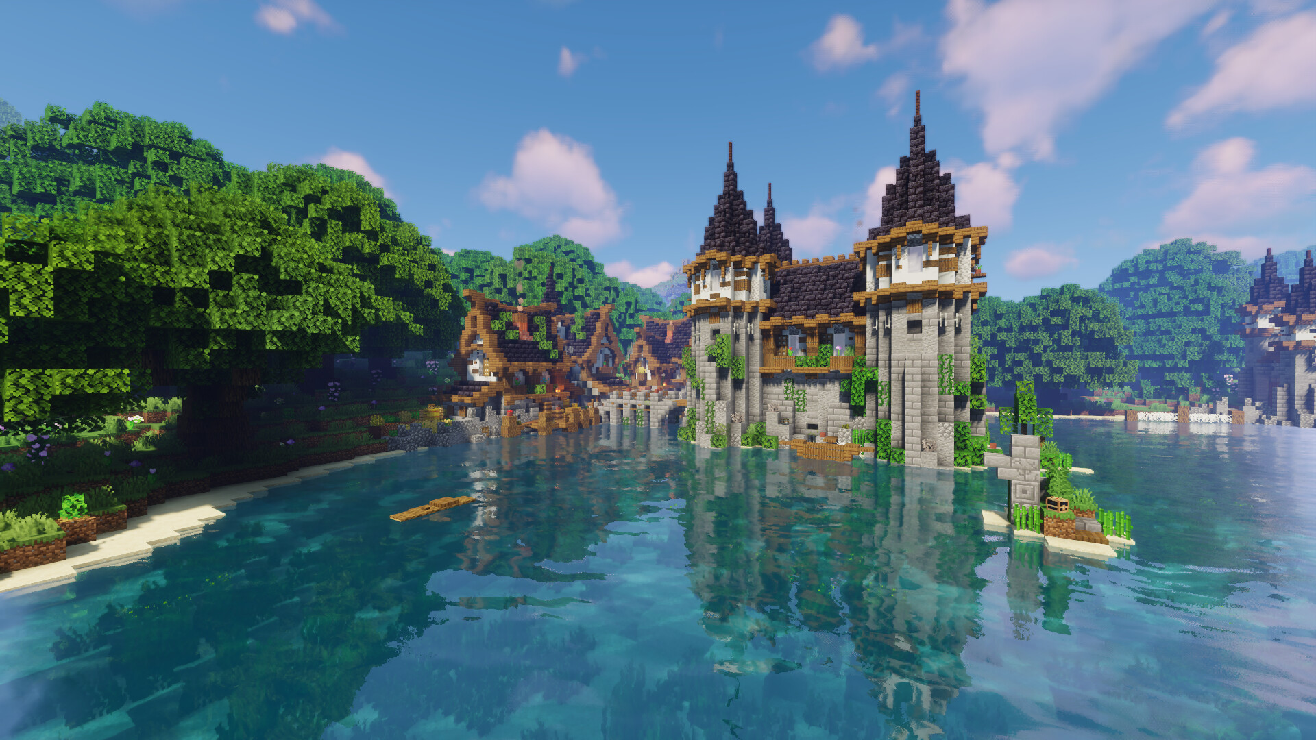Medieval Lake Castle + Village! Minecraft Map