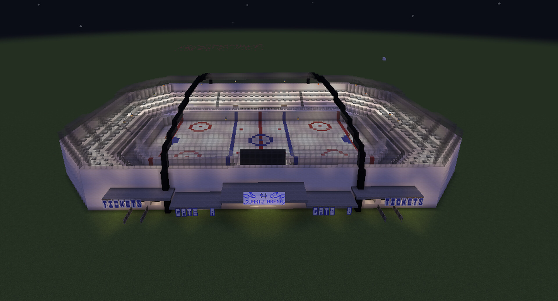 Ice Hockey Rink [Quartz Stadium] with playable hockey Minecraft Map