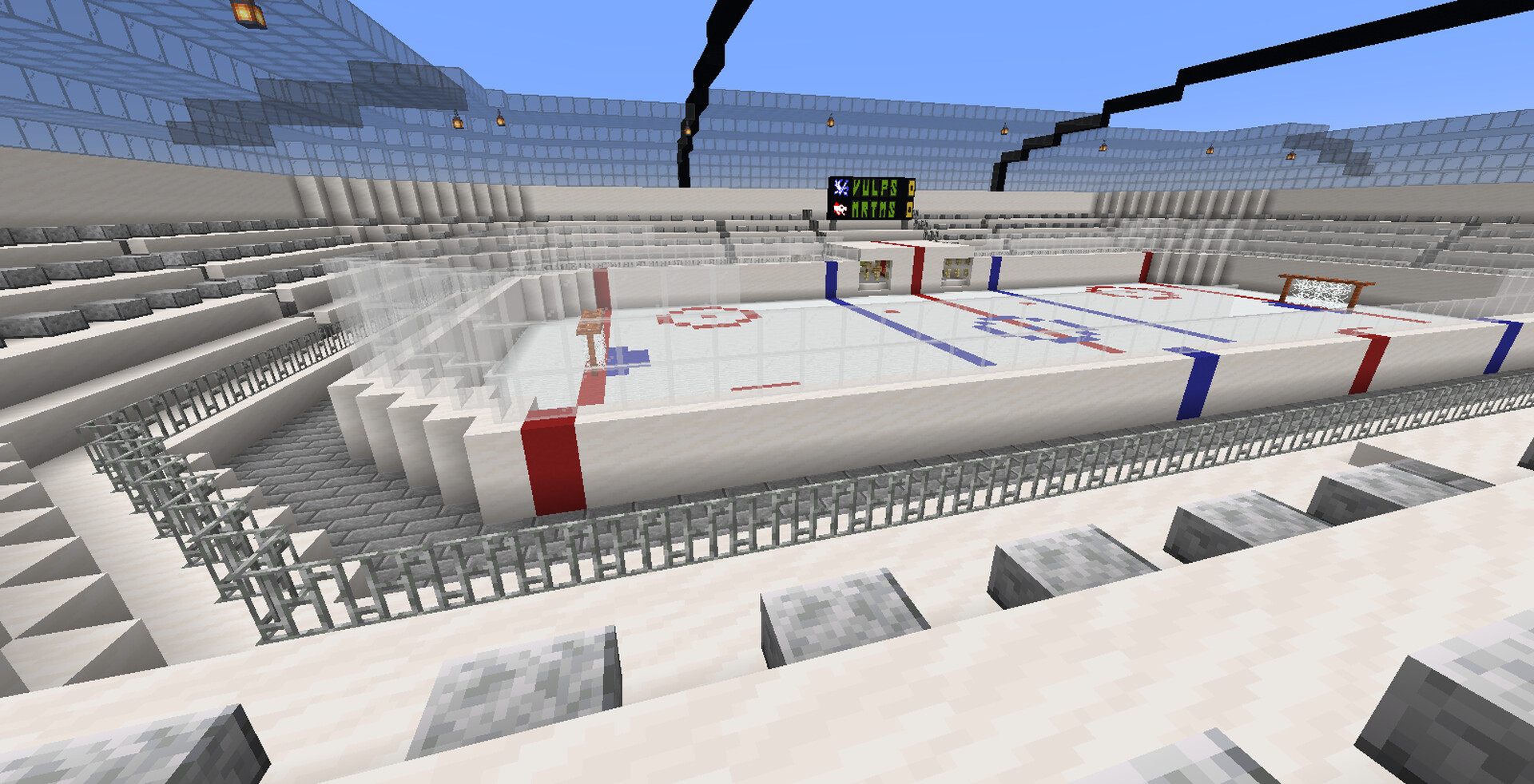 Ice Hockey Rink [Quartz Stadium] with playable hockey Minecraft Map