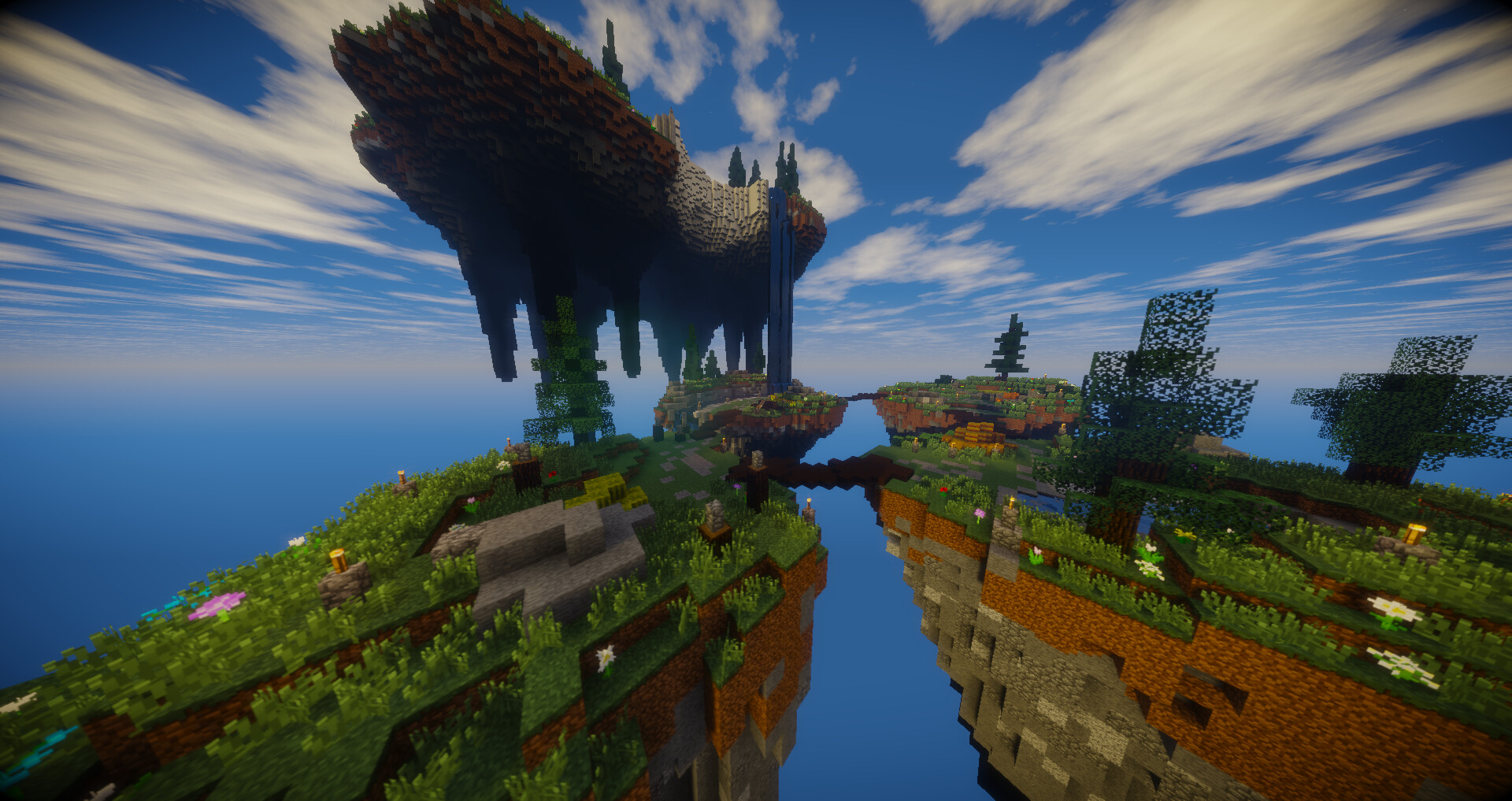 Skyblock lobby with small pvp arena Minecraft Map