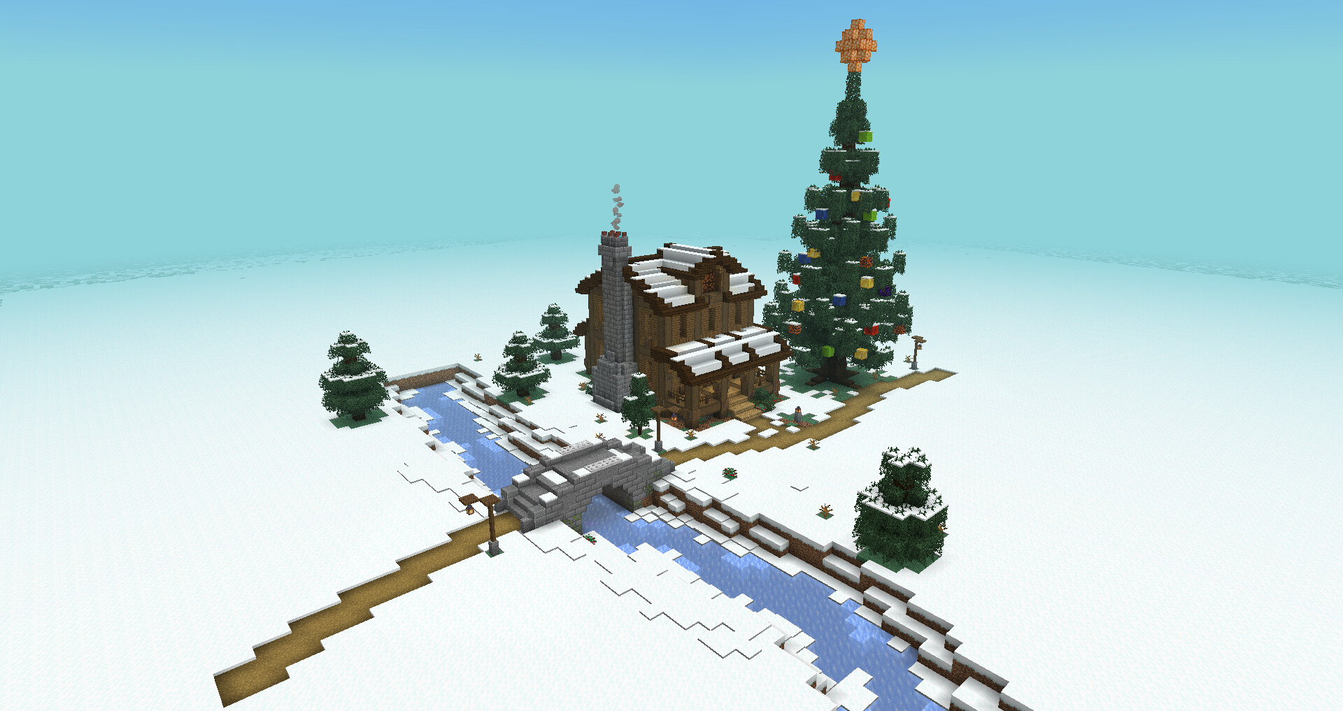 Christmas House and Tree Minecraft Map