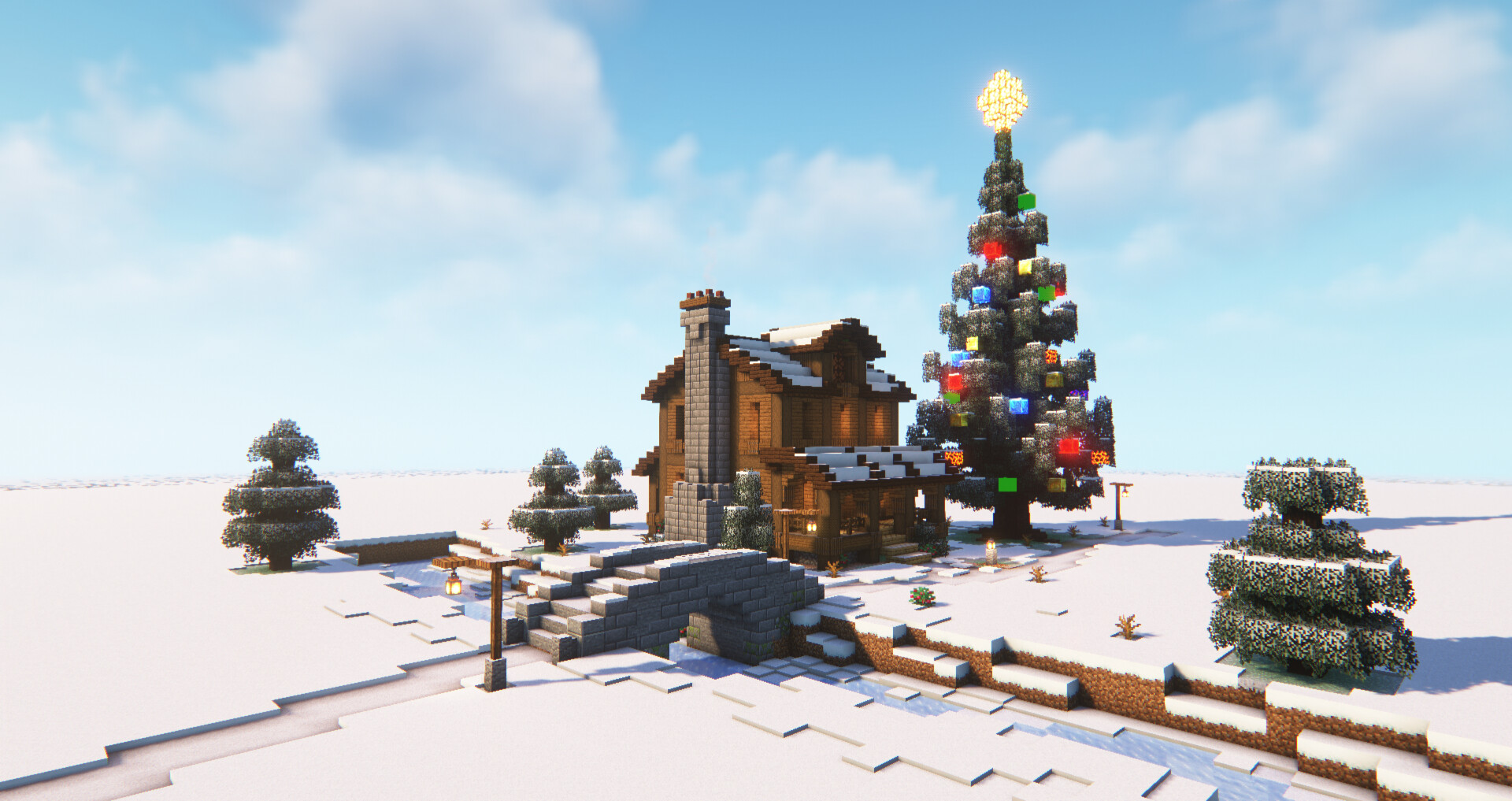 Christmas House and Tree Minecraft Map