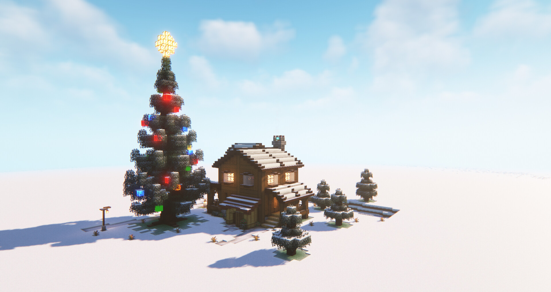 Christmas House and Tree Minecraft Map
