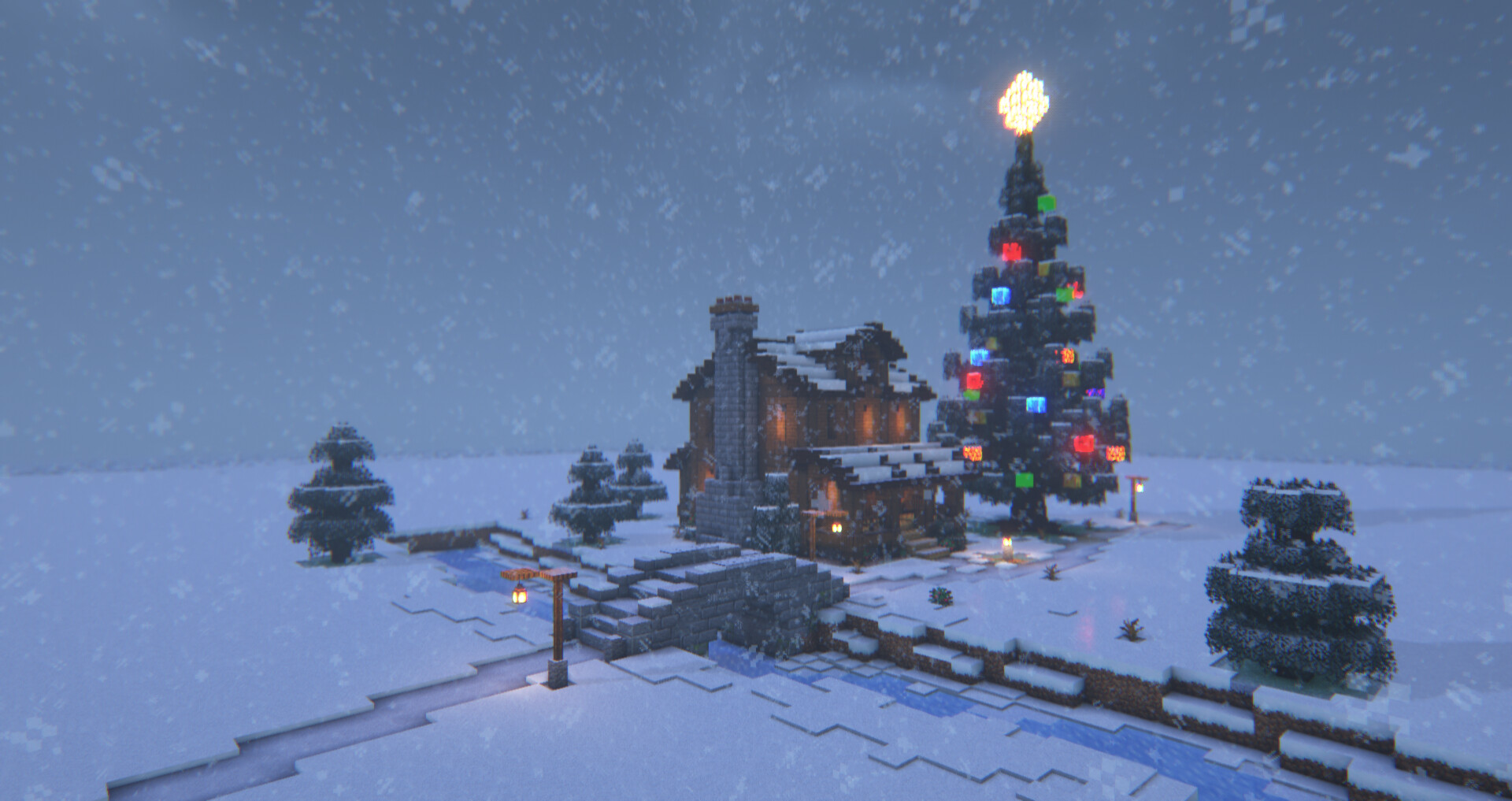 Christmas House and Tree Minecraft Map