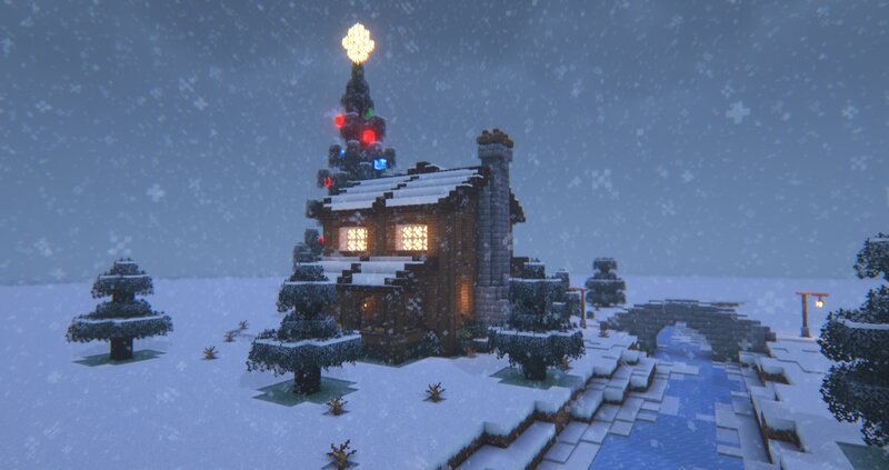 Christmas House and Tree Minecraft Map