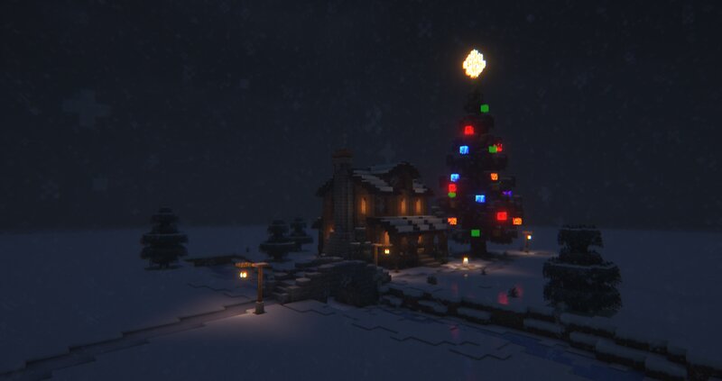 Christmas House and Tree Minecraft Map