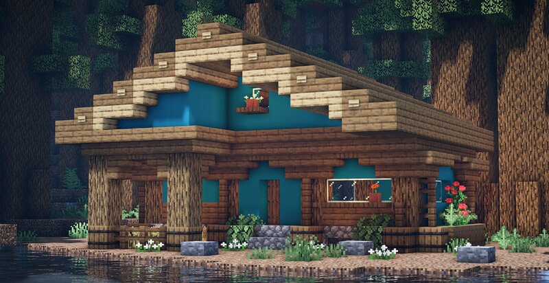 | Minecraft Blue Wooden House Build Tutorial | Minecraft Map
