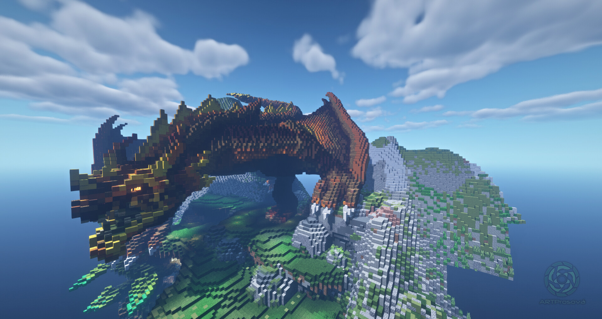 🐲 Epic Fire Dragon • Organic Map (1.16+, Server Spawn) Minecraft Map