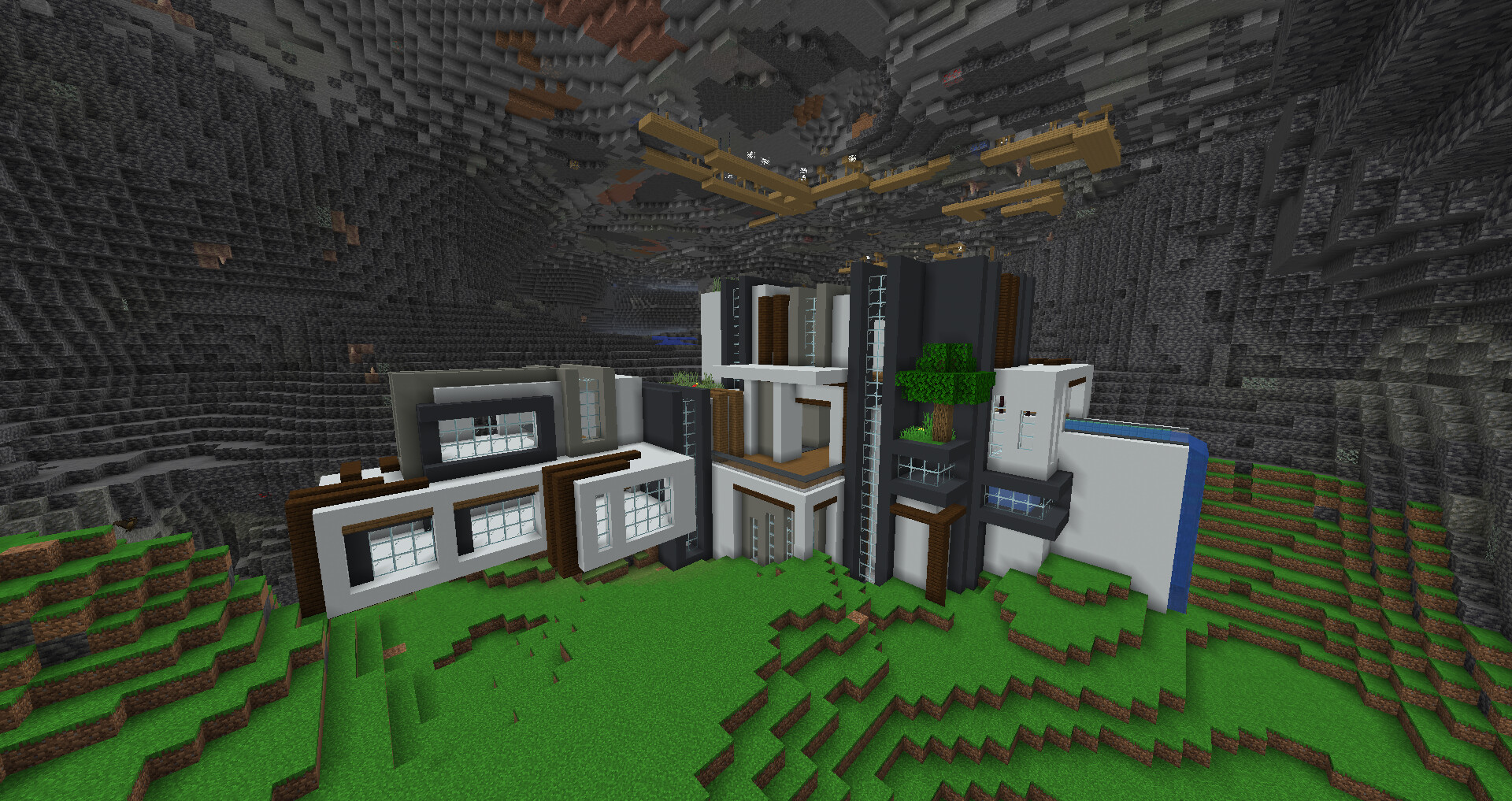 Luxurious Modern House in a Cave Minecraft Map