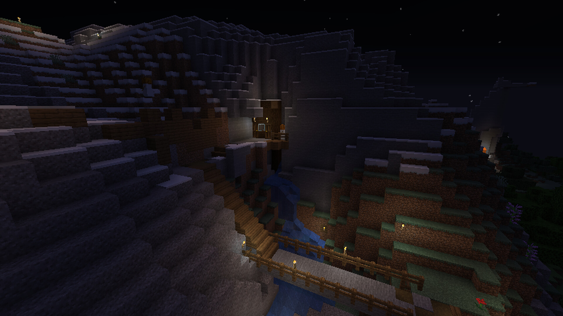 Mountain side survival base Minecraft Map