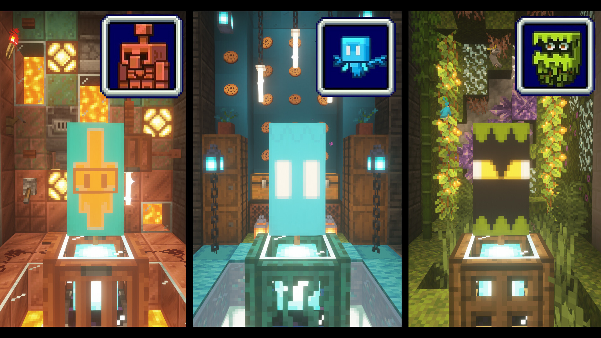 Banner Designs: Allay, Glare, Cooper Golem Minecraft Map
