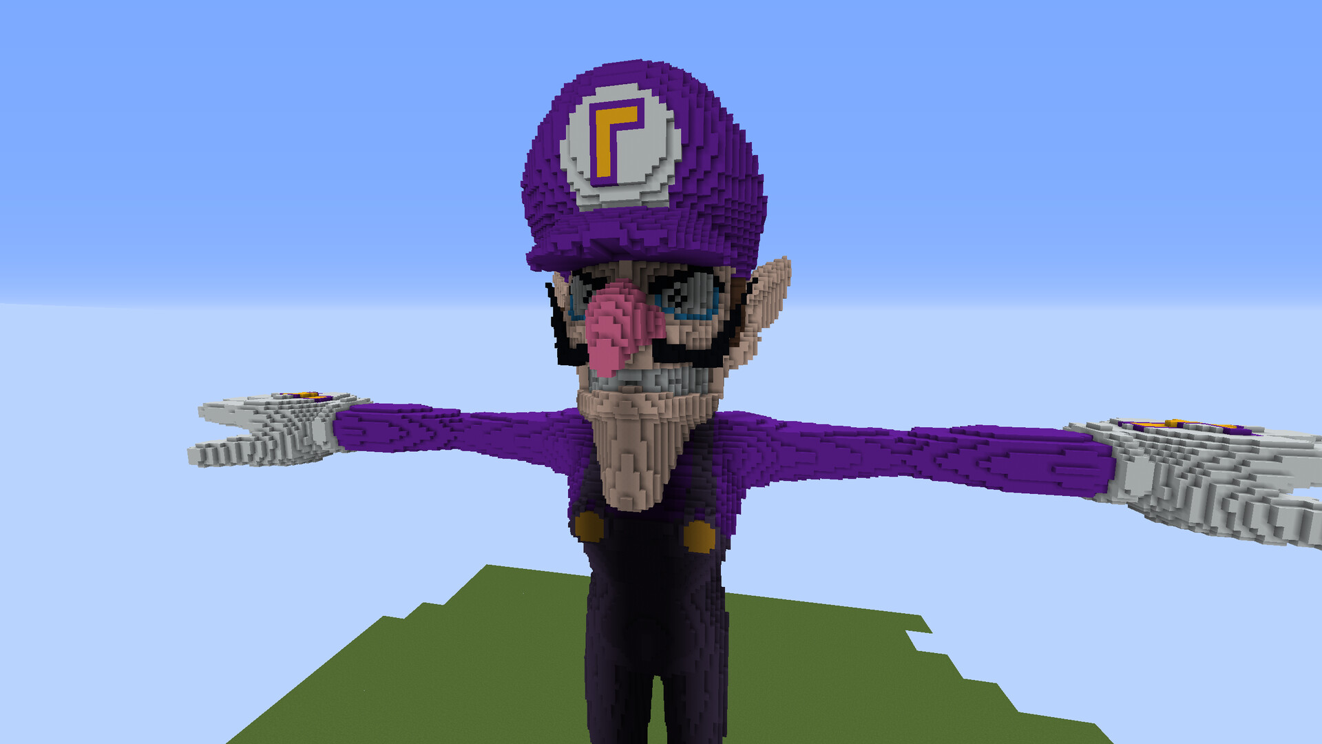 Giant T Posing Waluigi Minecraft Map