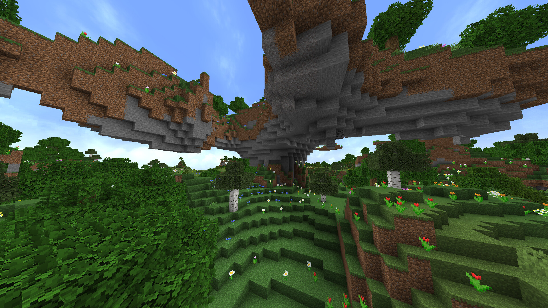 Flower forest and village at spawn Minecraft Map