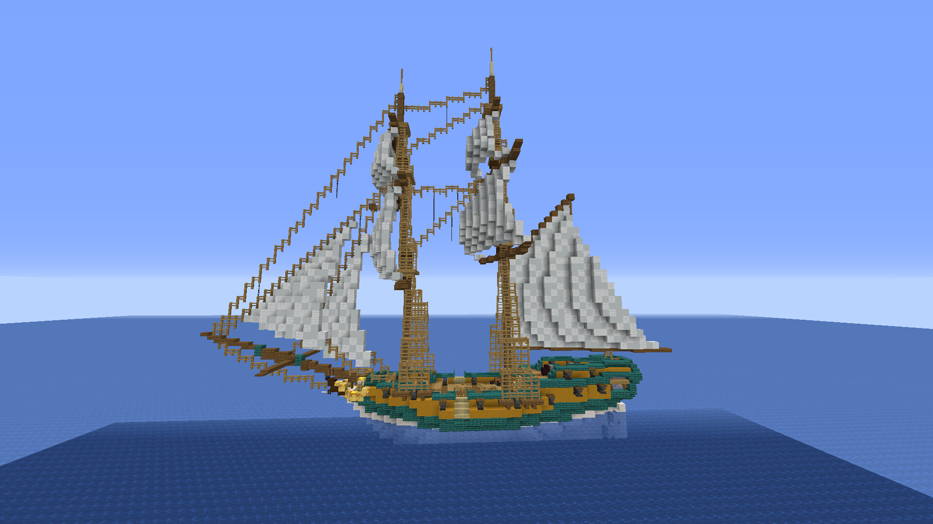 Minecraft ship build- HMS Interceptor. Minecraft Map