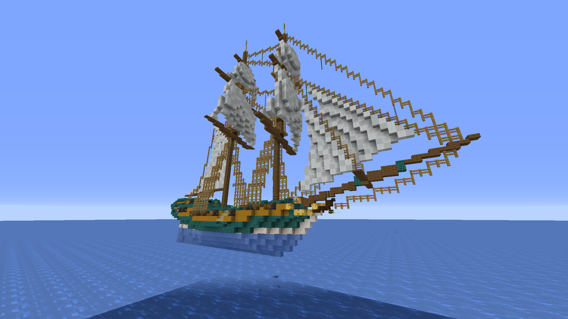 Minecraft ship build- HMS Interceptor. Minecraft Map