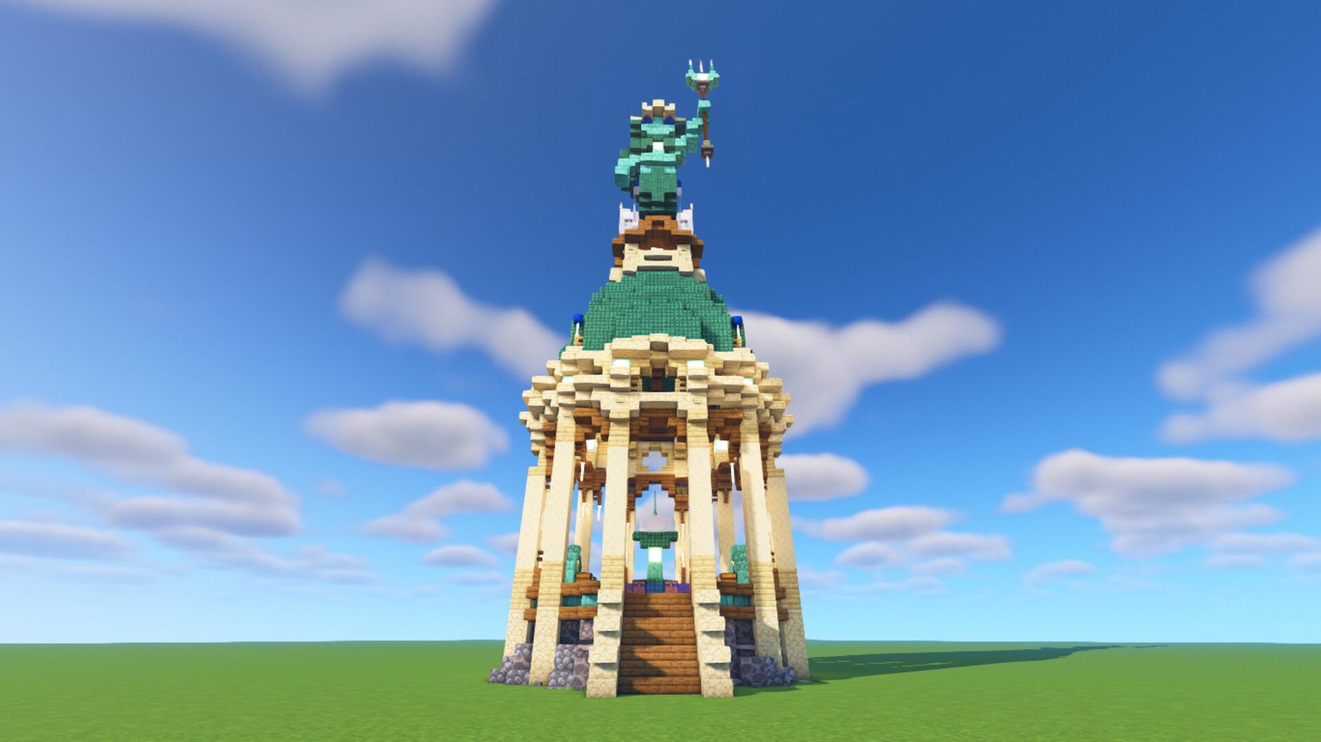Trident Shop - Mermaid Statue on top of Tower Minecraft Map