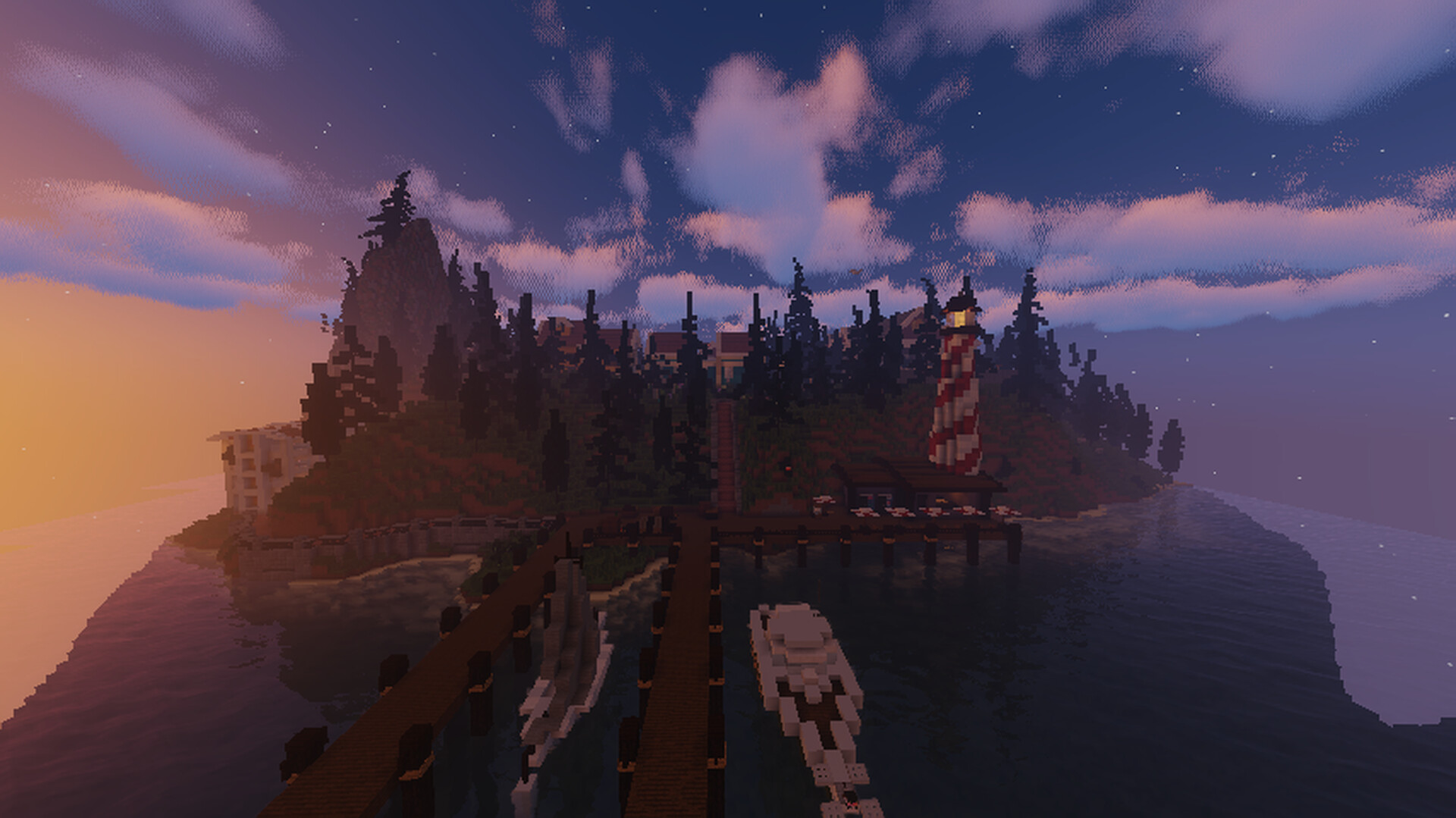 Island with Small Town & Forest Minecraft Map