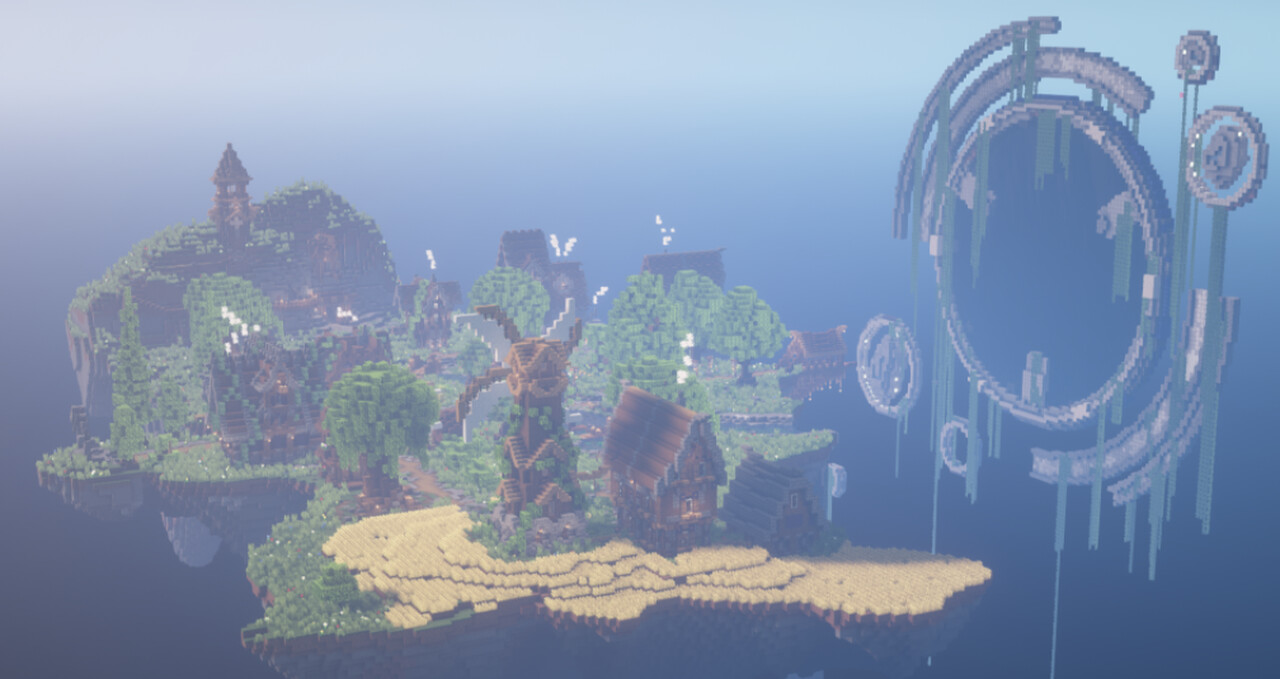 Medieval Sky Island Spawn! Includes Market, Crates, Portal, and more ...