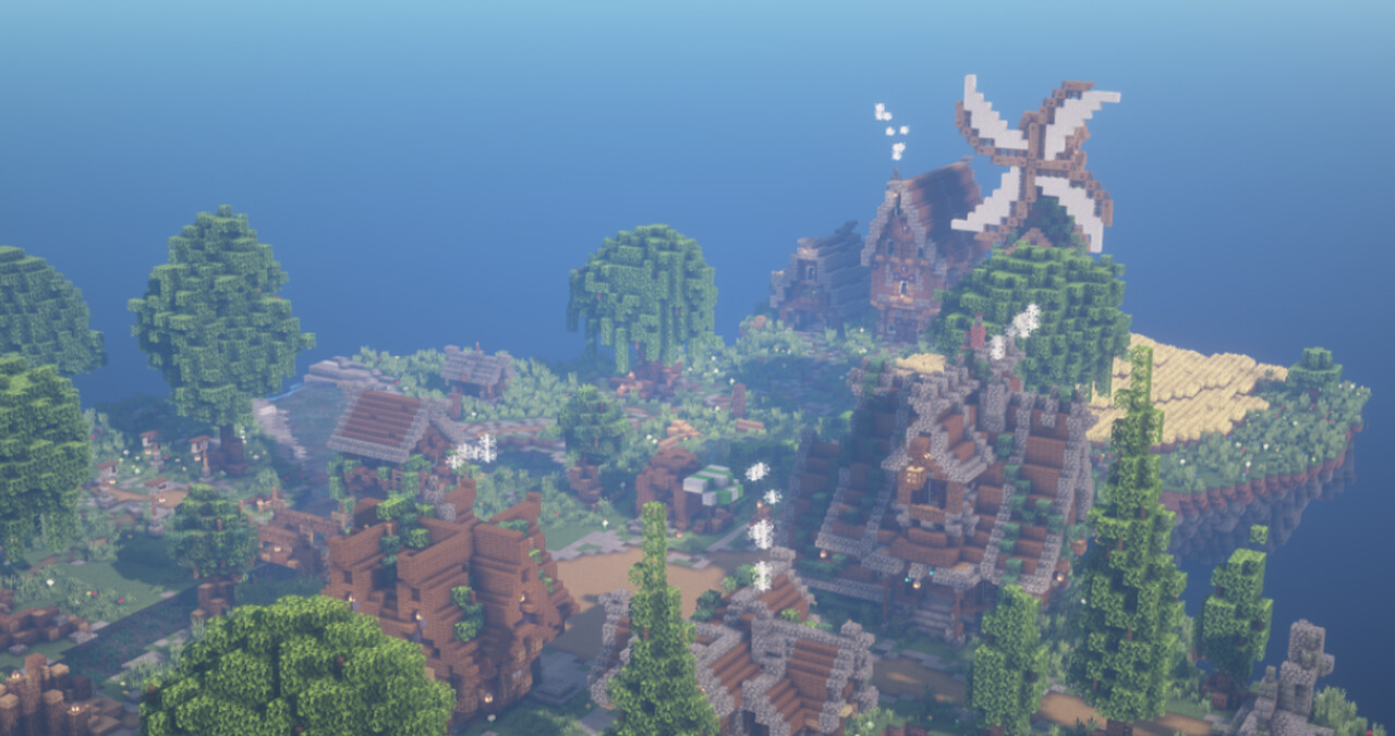 Medieval Sky Island Spawn! Includes Market, Crates, Portal, and more ...