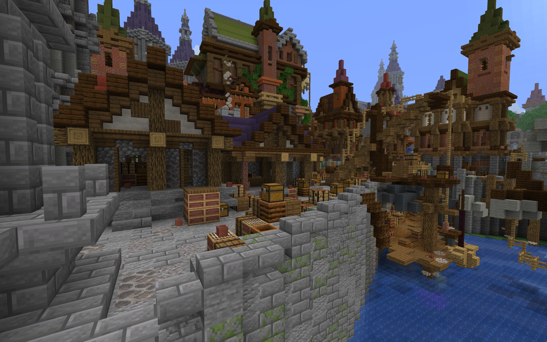 Fantasy Harbour city in minecraft 1.15 Minecraft Map