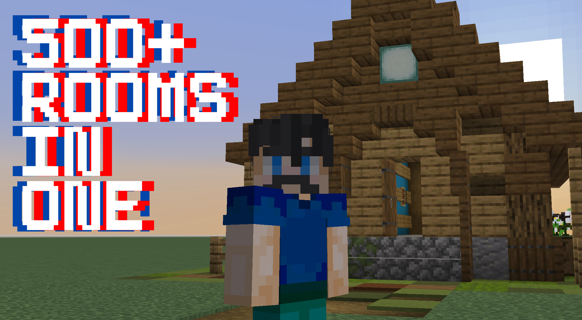 500+ Rooms-In-One Hotel! Immersive Portals Mod Minecraft Map