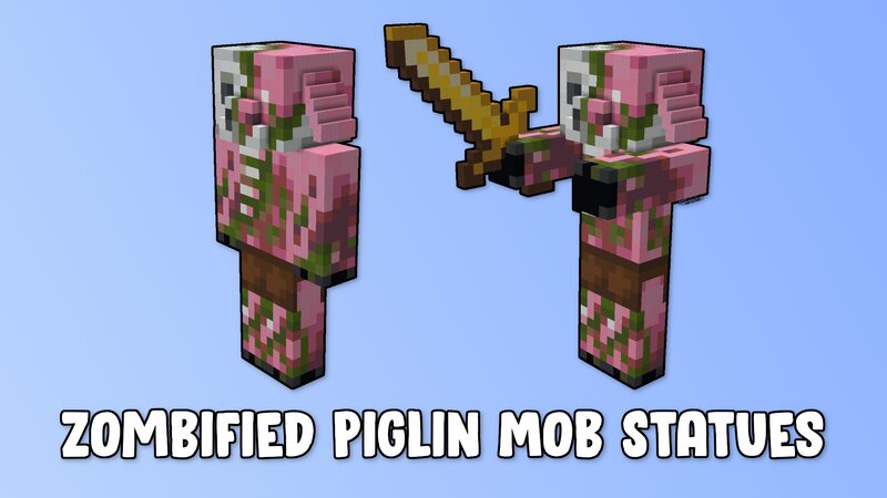 Zombified Piglin Mob Statues Minecraft Map