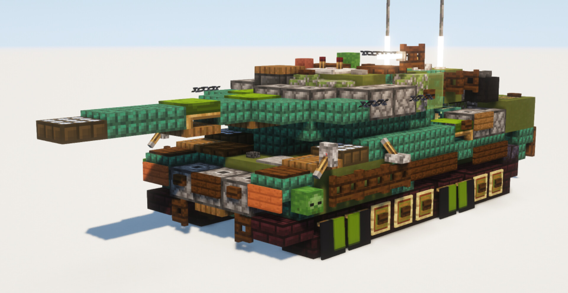 1.5:1 Scale Leopard 2A7V German Main Battle Tank Minecraft Map